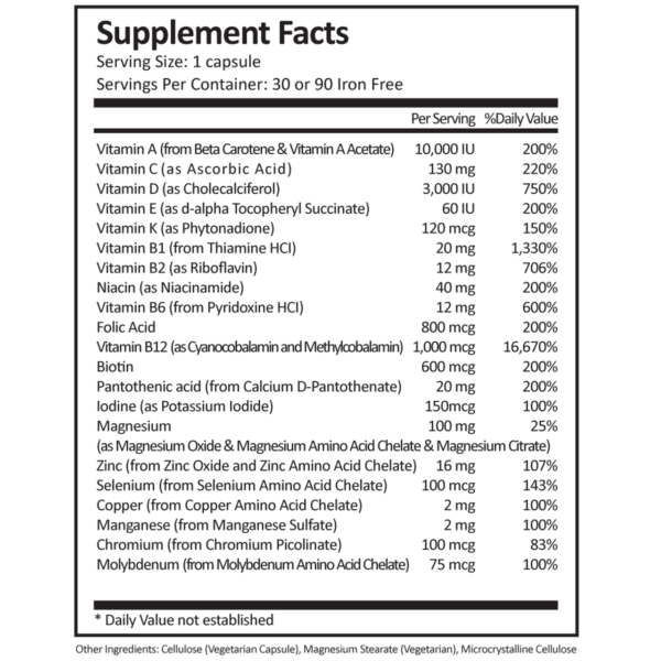 ProCare fjölvítamínhylki án járns 30 eða 90 hylki - provit.is
